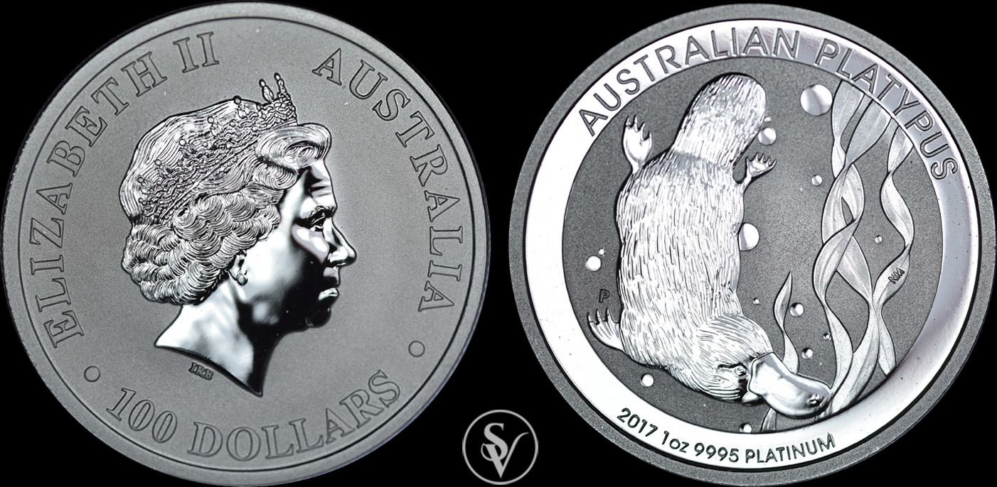 Australia 100 dollars 2017 Platypus 1 ounce Platinum coin | MA-Shops