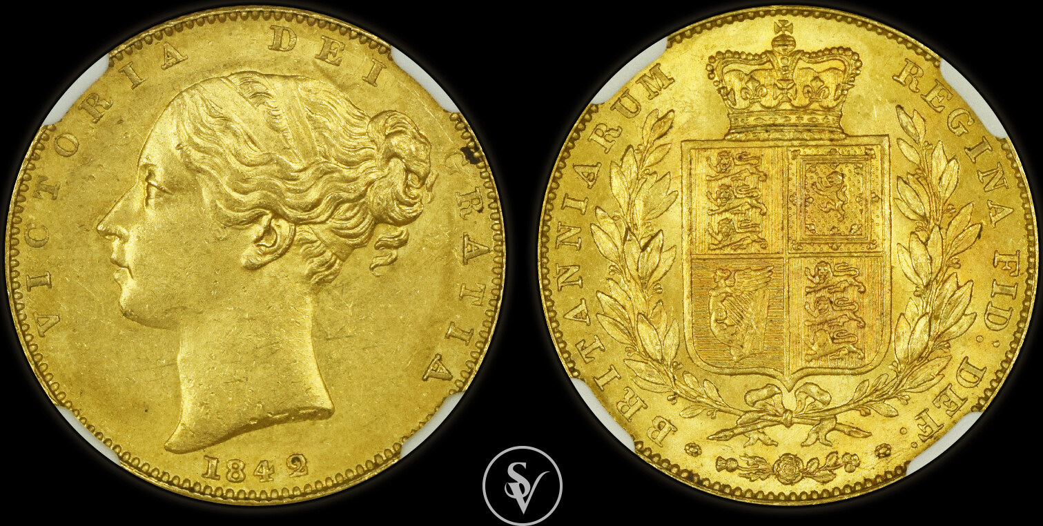 G.BRITAIN 1SOV 1842 Victoria Young head closed 2 NGC MS 61 | MA-Shops