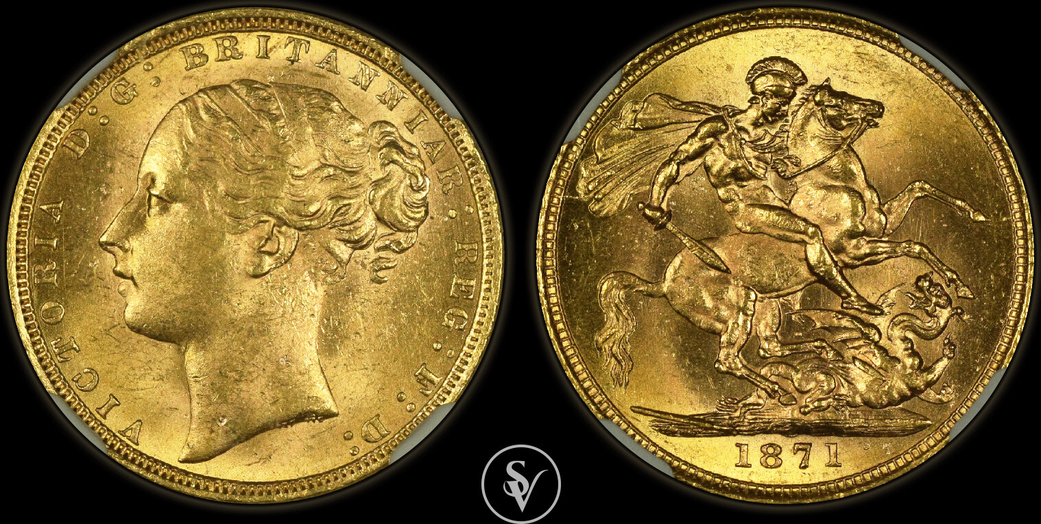 G.BRITAIN 1SOV 1871 Victoria St George NGC MS 64 | MA-Shops
