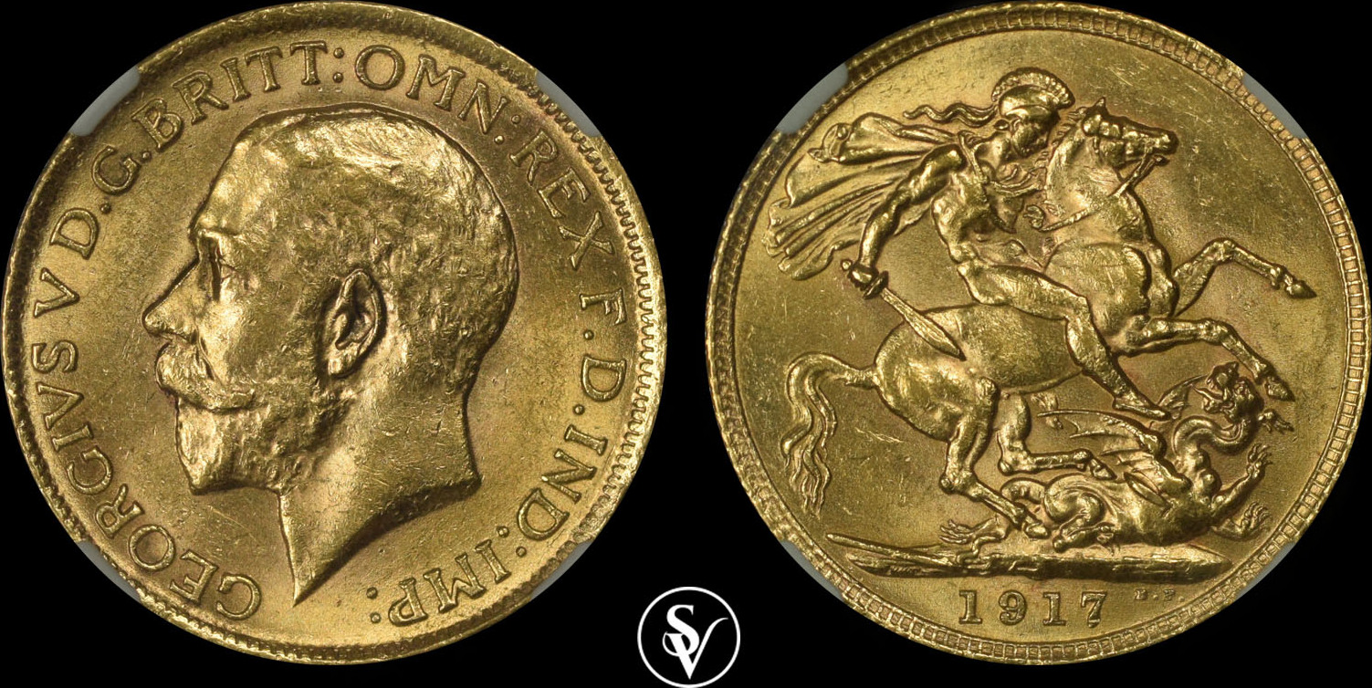 Great Britain 1 sovereign 1917 George V NGC MS 63 | MA-Shops