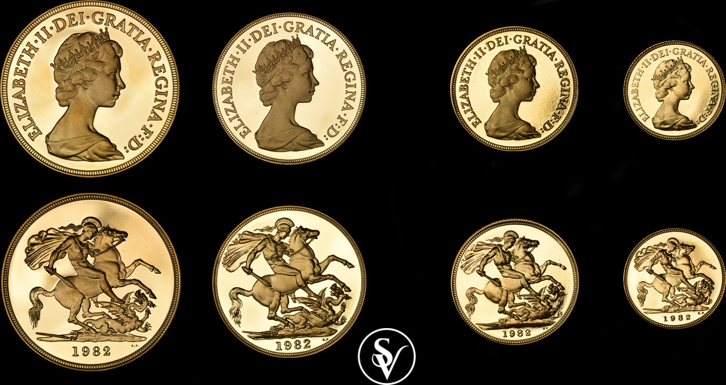 Great Britain sovereign 4 coin set 1982 Elizabeth II proof | MA-Shops