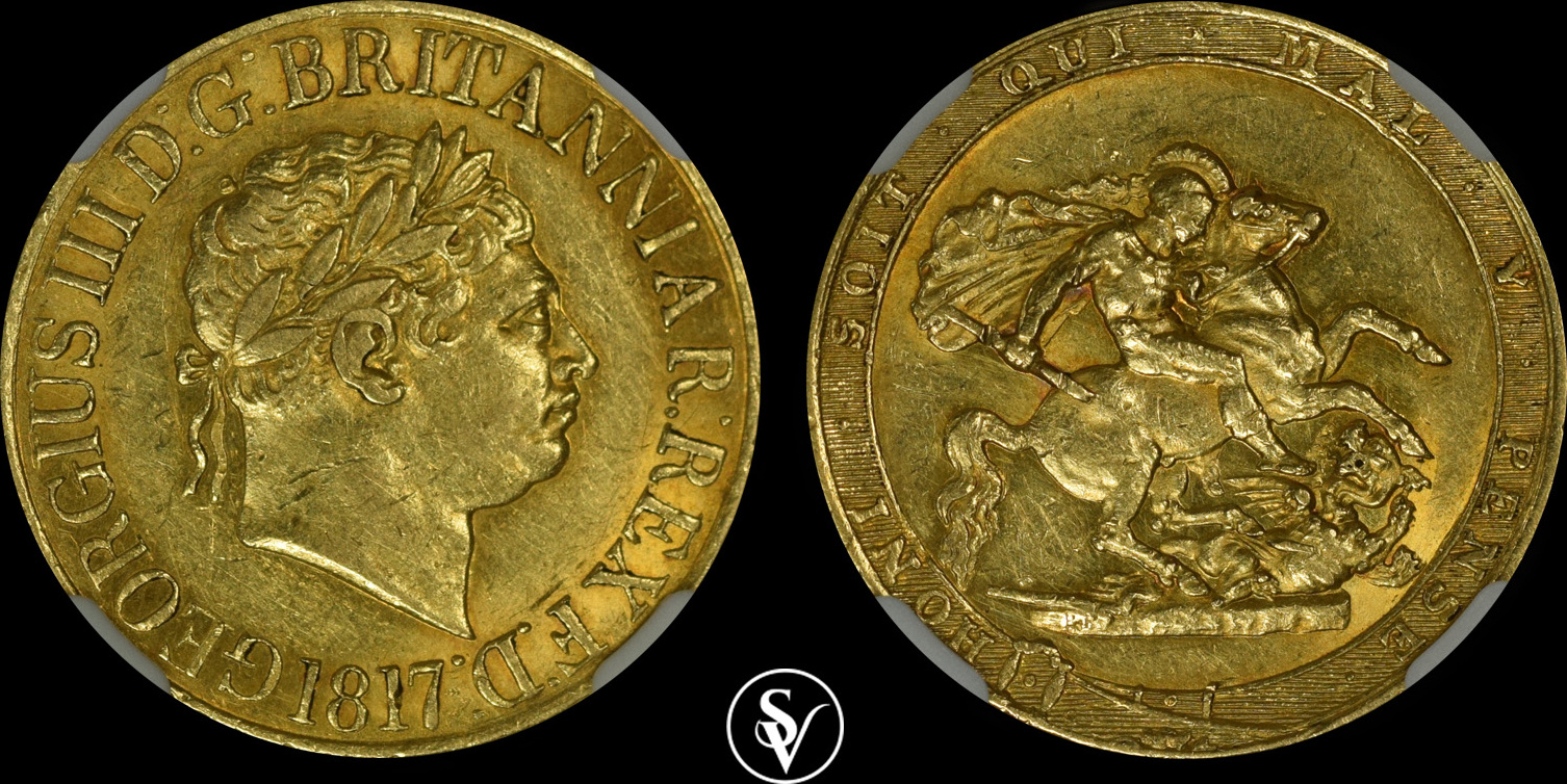 G.BRITAIN 1 sovereign 1817 George III NGC AU 55 | MA-Shops