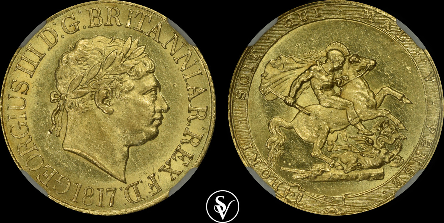G.BRITAIN 1 sovereign 1817 George III NGC MS 62 | MA-Shops