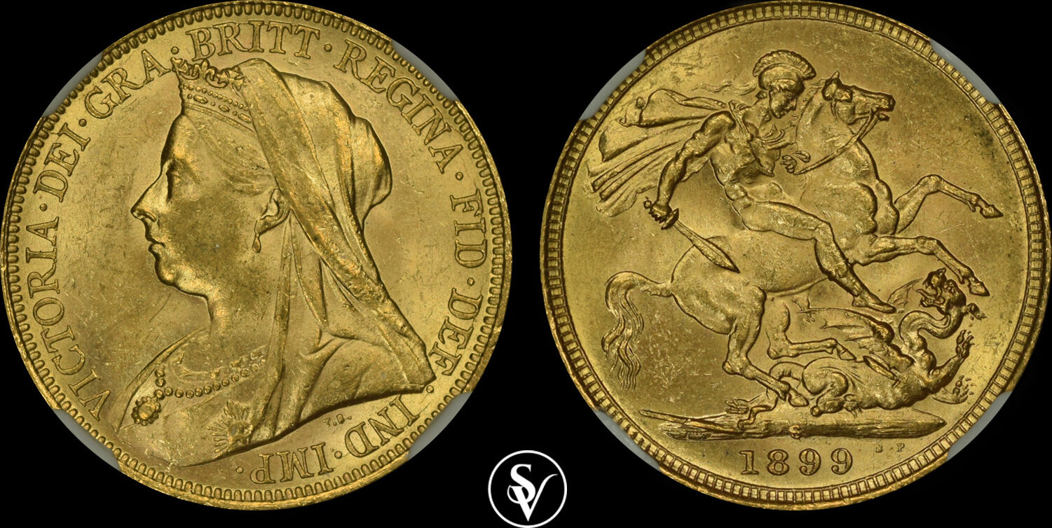 AUSTRALIA 1 sovereign 1899S Victoria Veil NGC MS 62 | MA-Shops