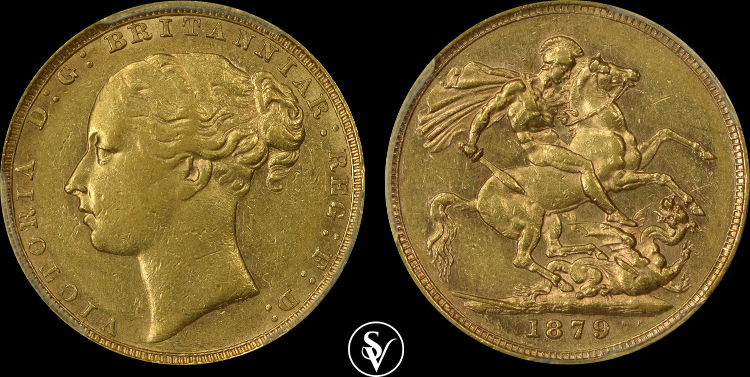 Great Britain 1 sovereign 1879 Victoria PCGS AU53 | MA-Shops