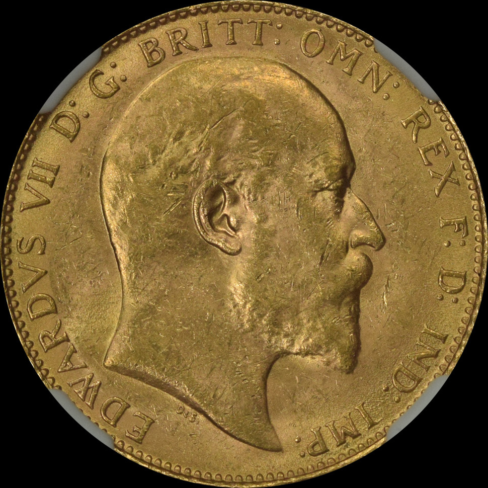 G.BRITAIN 1 sovereign 1908 Edward VII NGC MS 62+ | MA-Shops