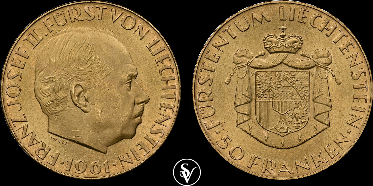 LIECHTEN. 50F 1961 Franz Josef II NGC MS 65 | MA-Shops
