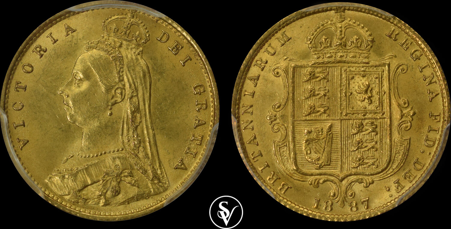 Great Britain 1/2 SOV 1887 Victoria Jubilee shield MS63 PCGS | MA-Shops