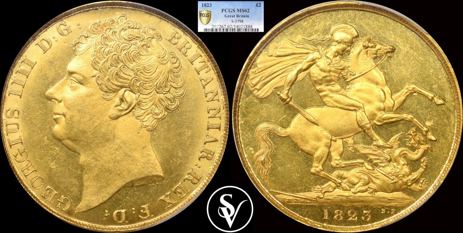 Great Britain two pounds 1823 George IV PCGS MS62 | MA-Shops