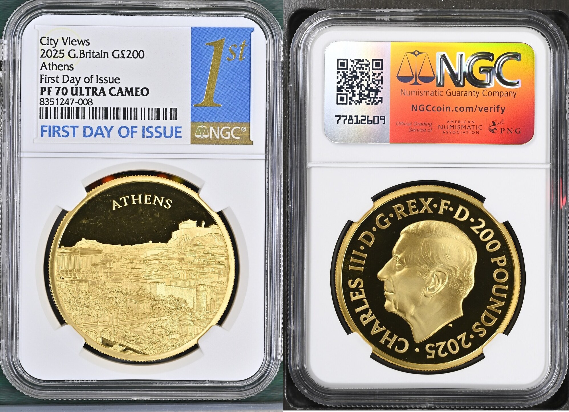 G.Britain 200 pounds 2025 Athens City views NGC PF 70 ULTRA CAMEO | MA ...