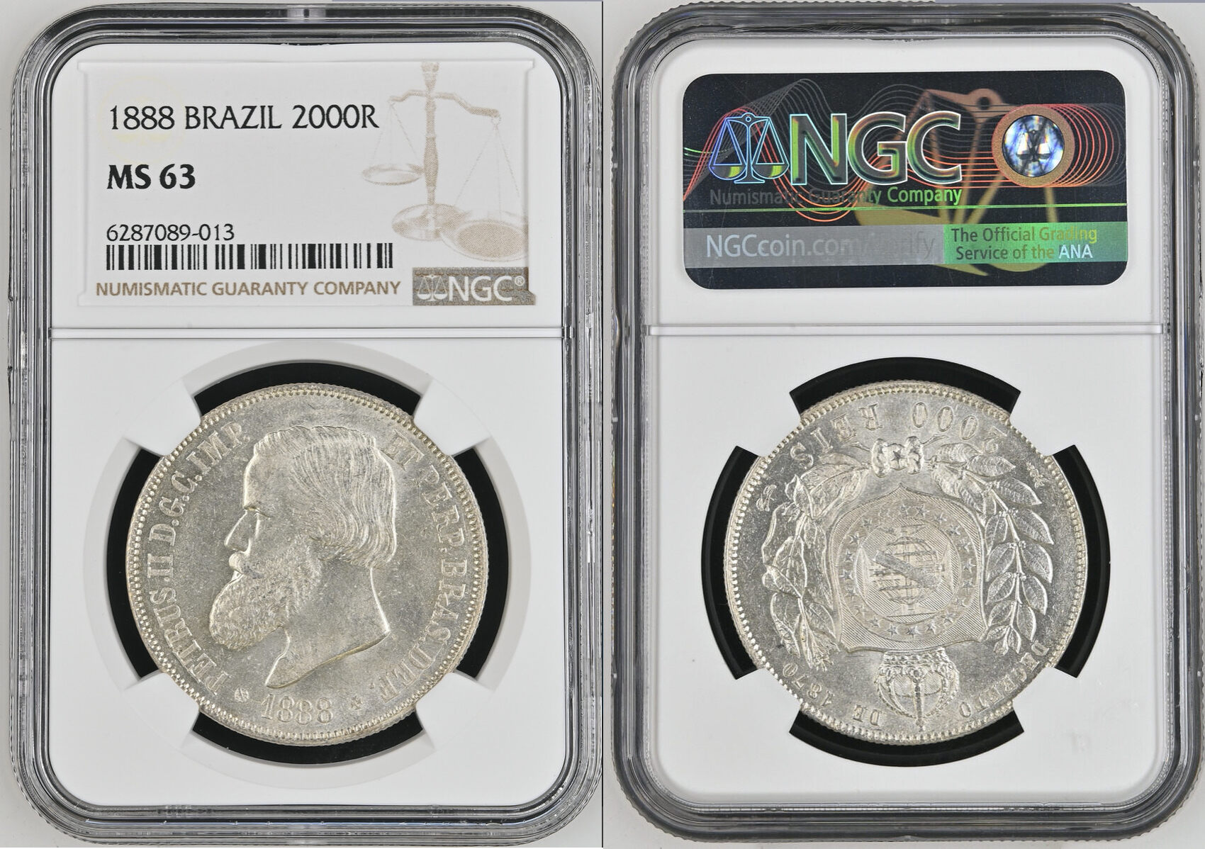 BRAZIL 2000R 1888 NGC MS 63 | MA-Shops
