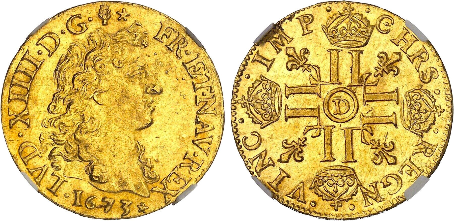 France - Louis XIV 1673 Lyon - NGC MS63 - TOP POP | MA-Shops