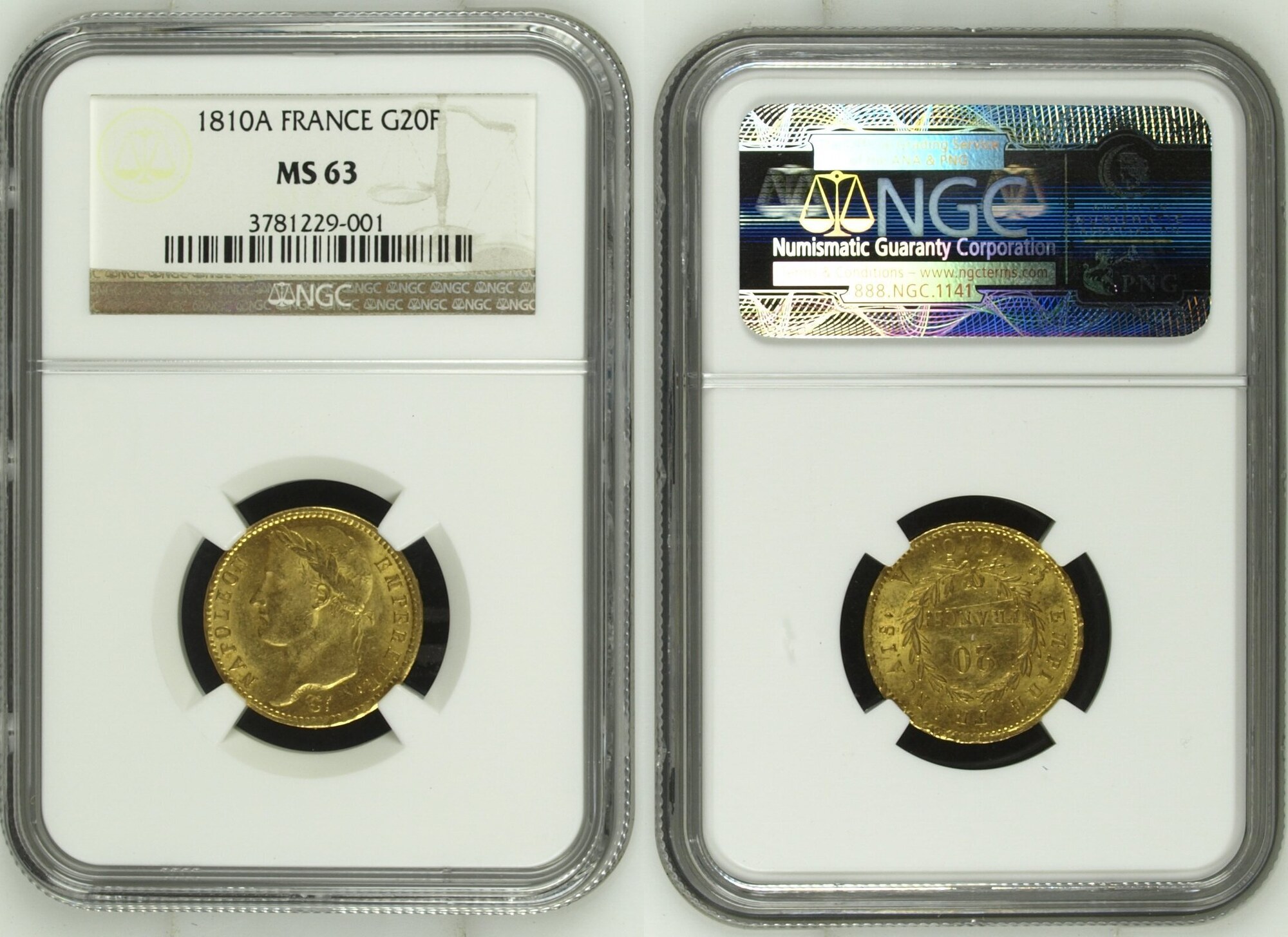 France - 20 francs or 1810 Paris - NGC MS63 | MA-Shops