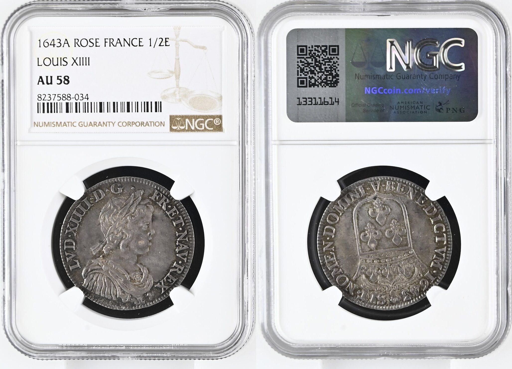 France - Louis XIV - 1/2 Ecu 1643 Paris - NGC AU 58 | MA-Shops