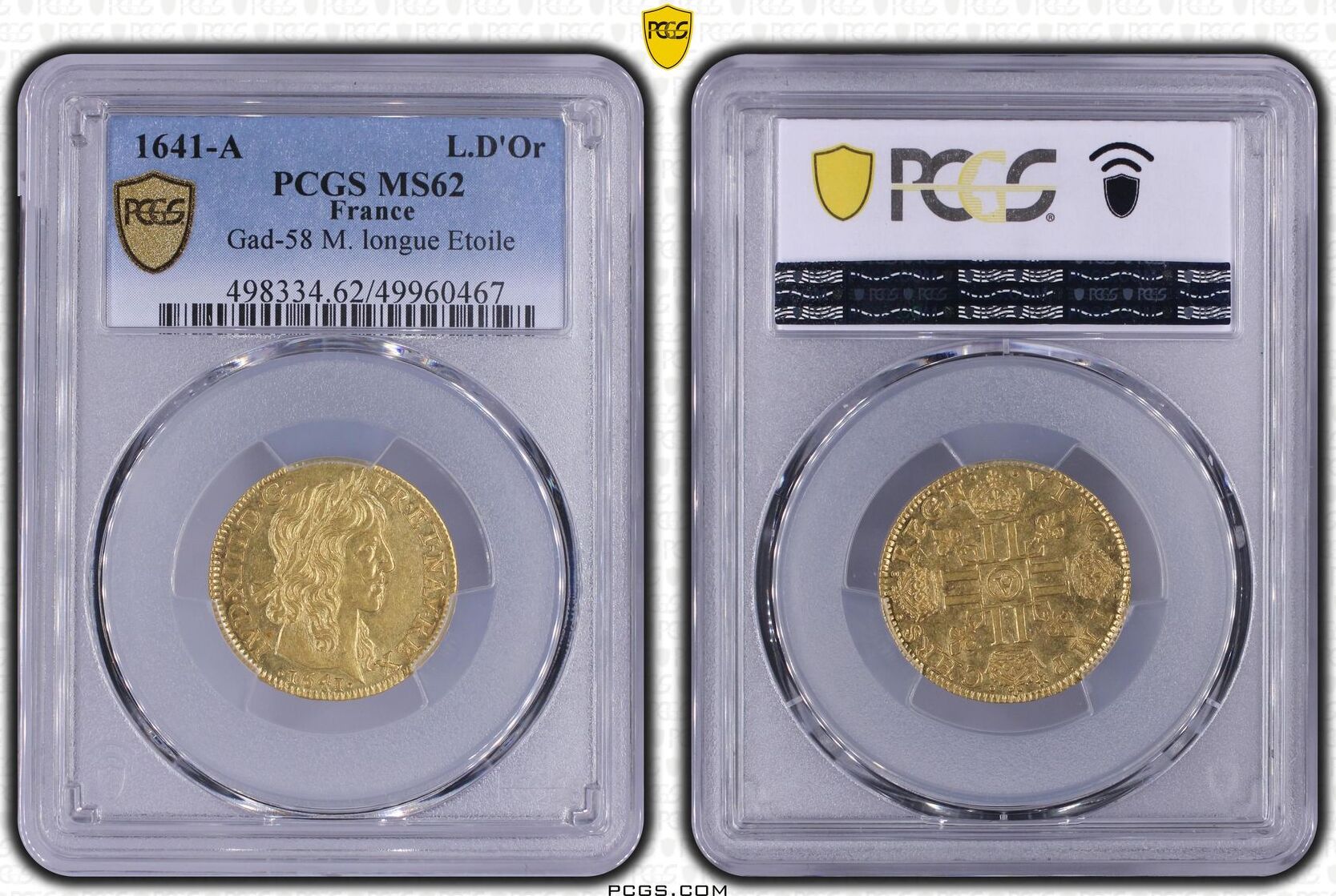 France Louis XIII - Louis d'or 1641 Mèche longue - PCGS MS62 | MA-Shops
