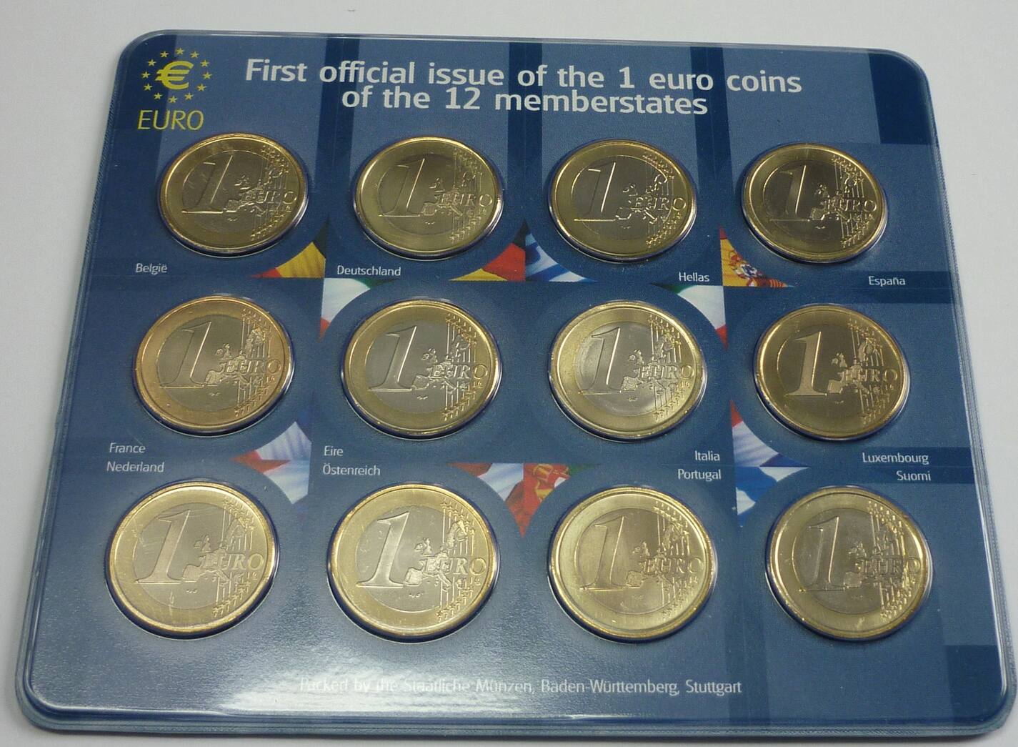 1 Euro Set - 12 x 1 Euro aus 12 Ländern Europas ST im Blister | MA-Shops