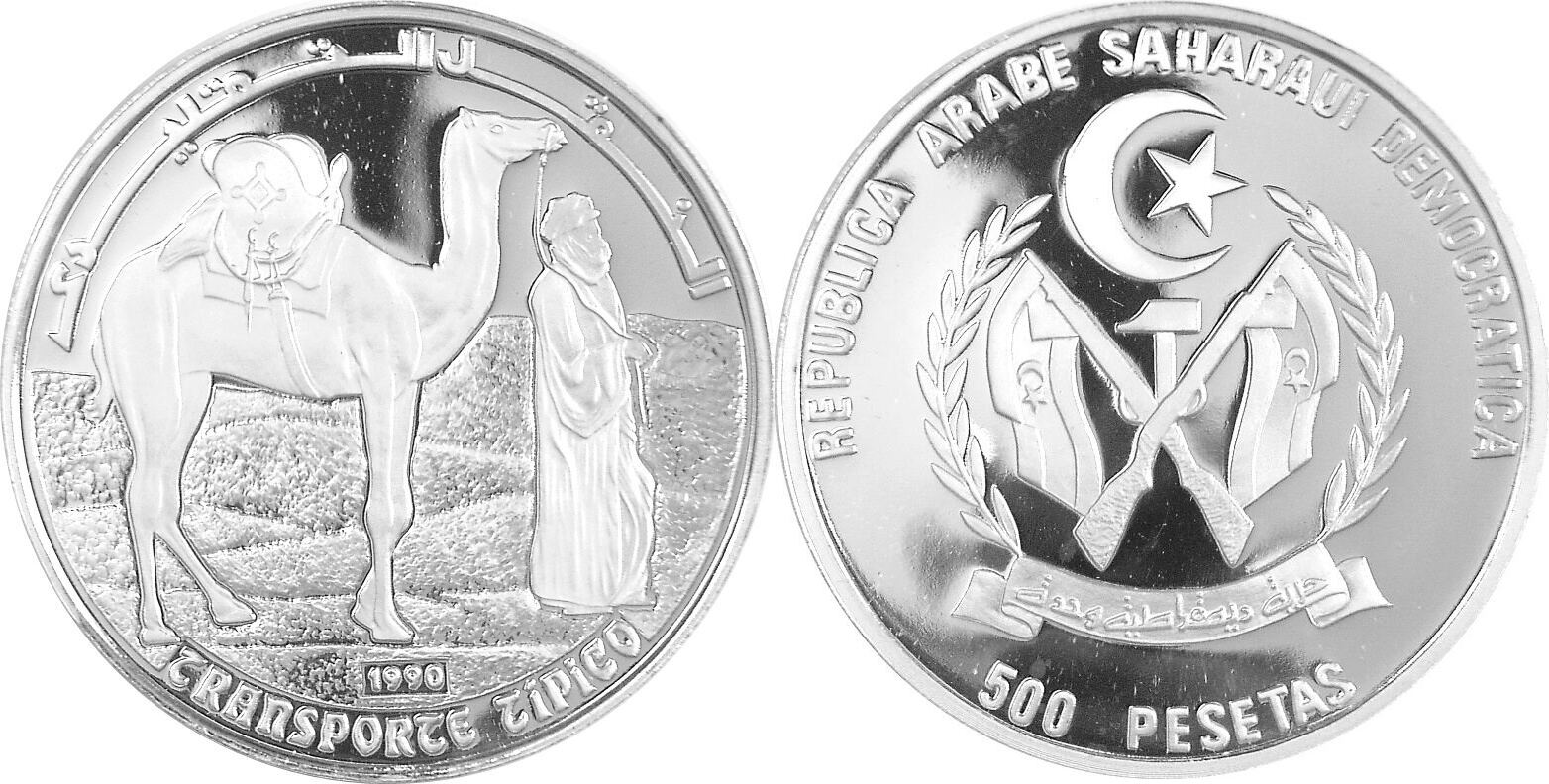 Sahara 500 Pesetas 1990 Beduine mit Dromedar PP gekapselt, leichte ...