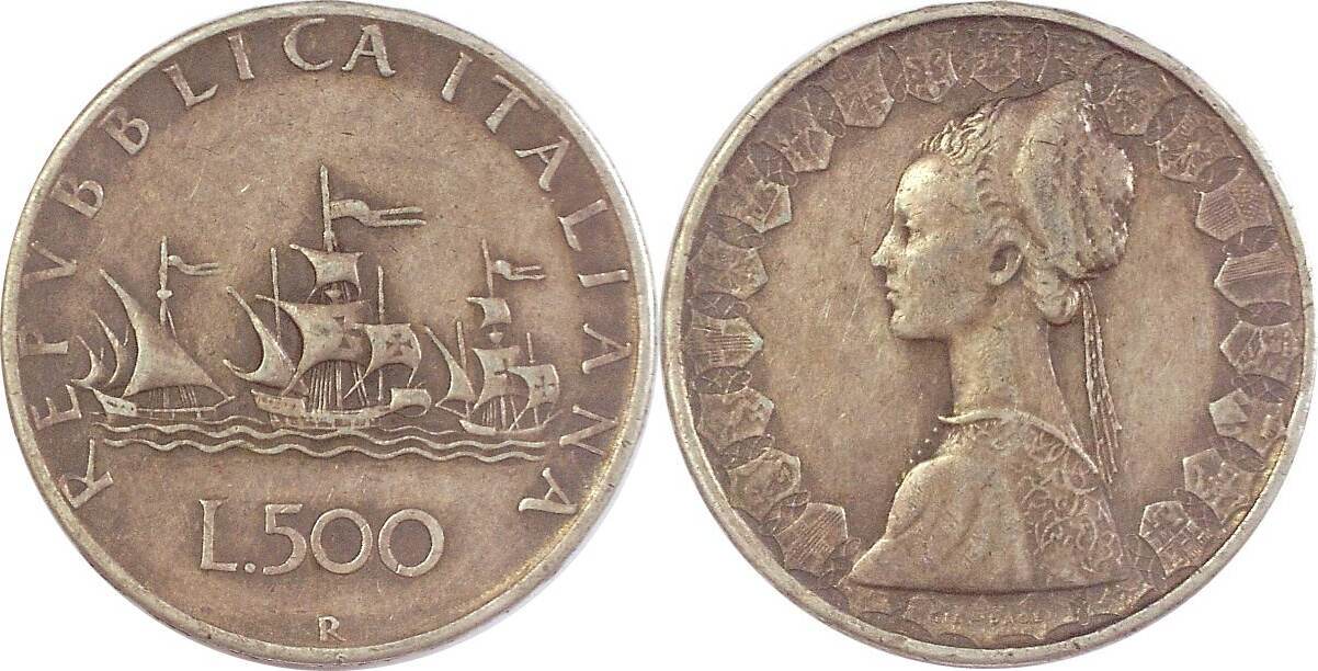 Italien, Italy 500 Lire 1958 Italienische Republik seit 1946 (Karavellen) ss | MA-Shops