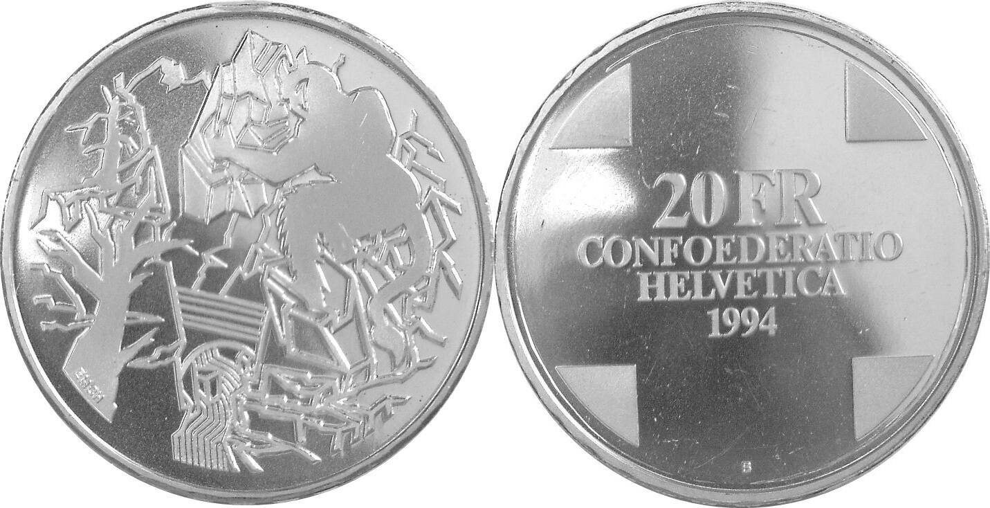 Schweiz 20 Franken 1994 Sagenumwobene Landschaften der Scheiz (Teufelsbrücke) vz | MA-Shops
