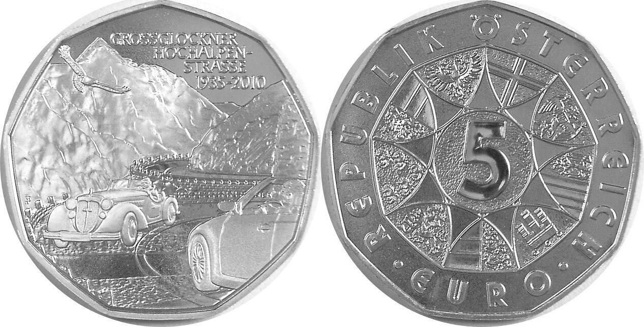 Österreich 5 Euro 2010 75 Jahre Großglockner Hochalpenstraße ST | MA-Shops