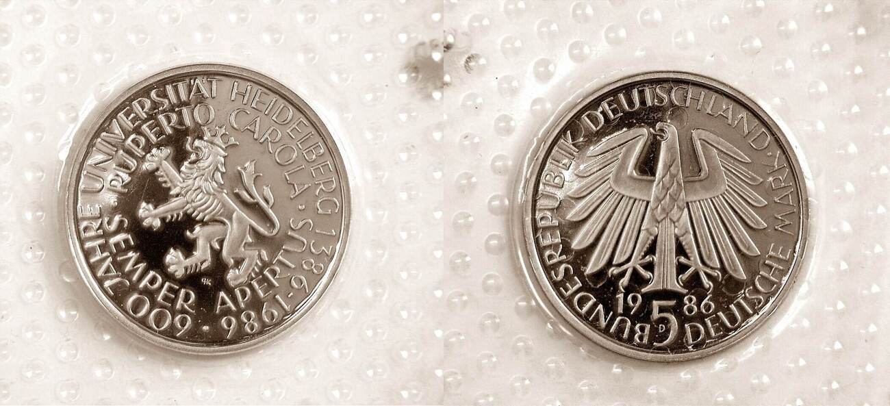 Deutschland, BRD, Germany 5 DM 1986 (D) 600 Jahre Universität ...