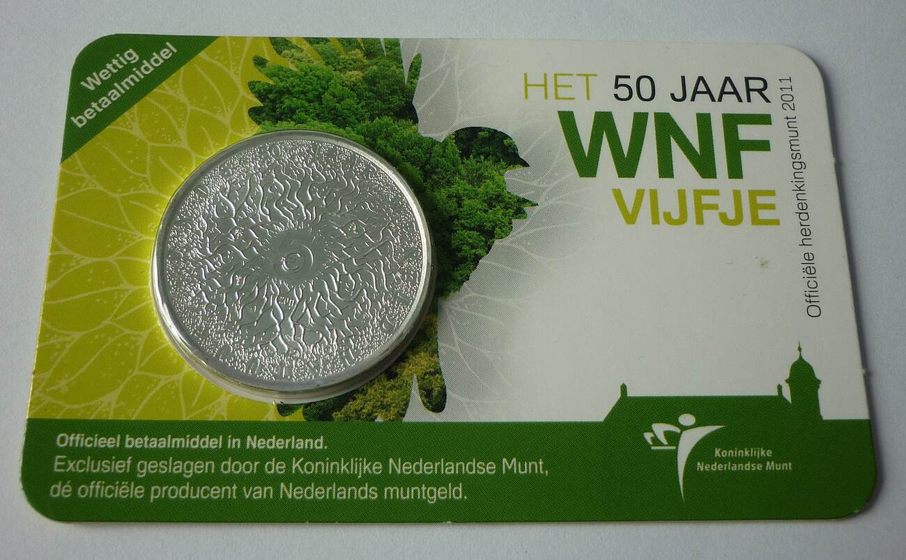 Niederlande 5 Euro 2011 in Coincard - 50 Jahre World Wildlife Fund (WWF ...