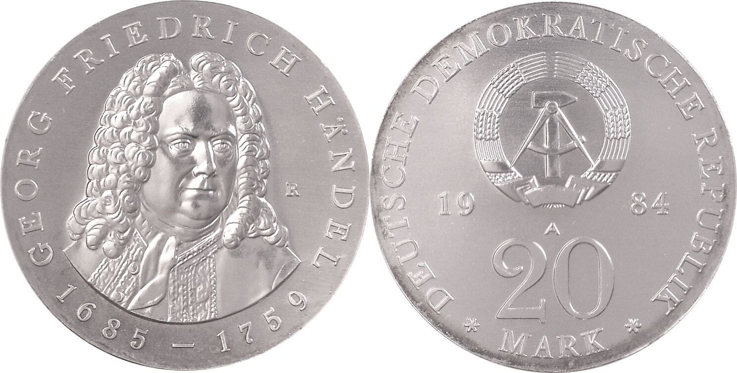 Deutsche Demokratische Republik, DDR 20 Mark 1984 (A) 225. Todestag von ...