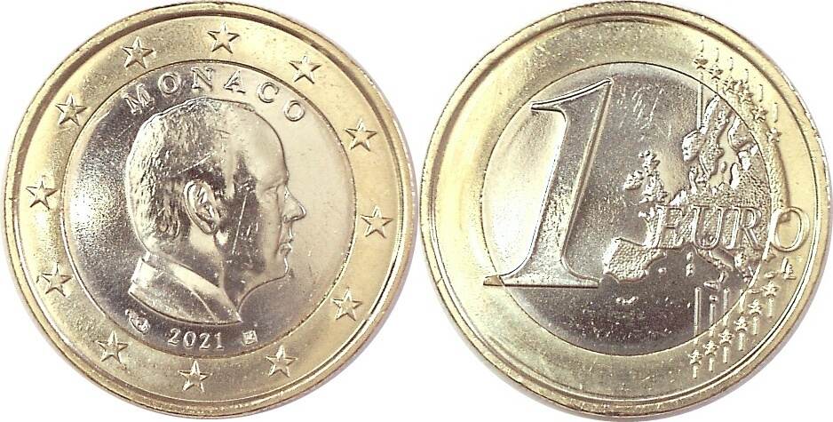 Monaco 1 Euro 2021 Albert II. seit 2005 prfr. | MA-Shops