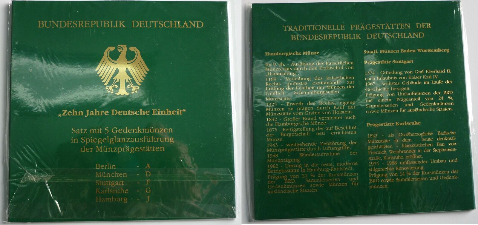 Deutschland, BRD, Germany 5 x 10 DM 2000 (A-J) Gedenkmünzen Set - Zehn ...