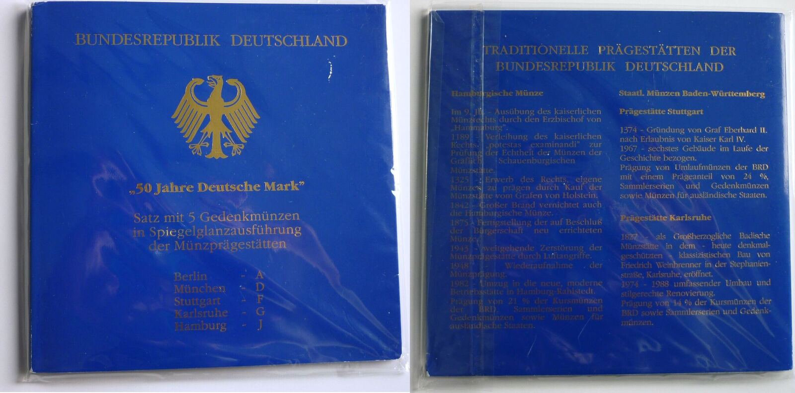 Deutschland, BRD, Germany 5 x 10 DM 1998 (A-J) Gedenkmünzen Set - 50 ...