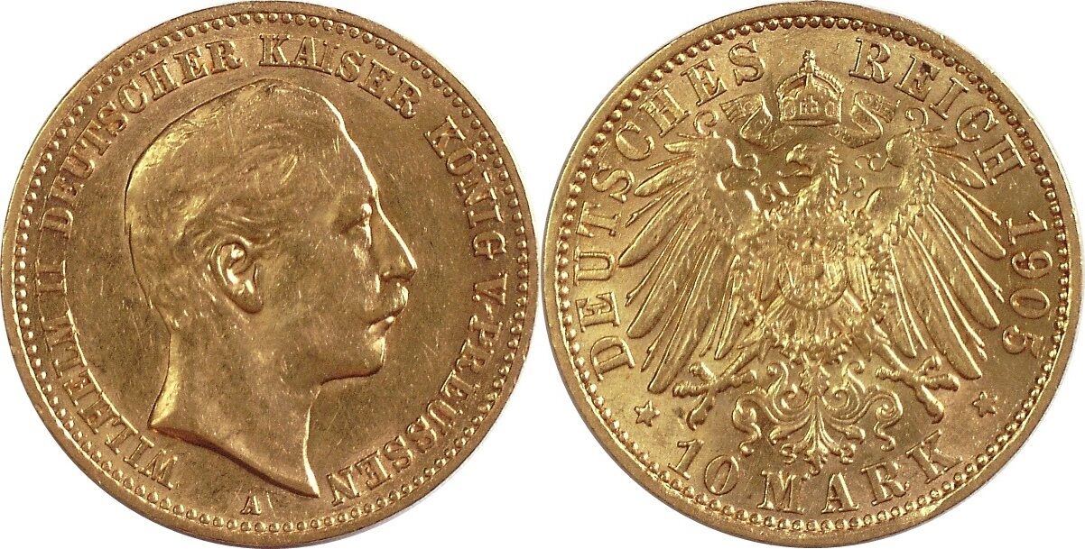 Deutschland/ Kaiserreich Preußen 10 Mark 1905 (A) Wilhelm II. 1888-1918 ...