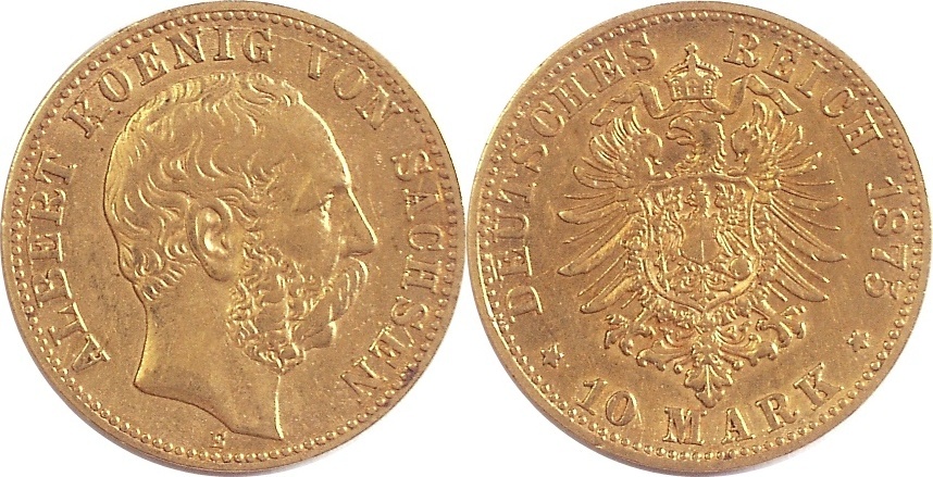 Deutschland/ Kaiserreich Sachsen 10 Mark 1875 (E) Albert 1873-1902 ...
