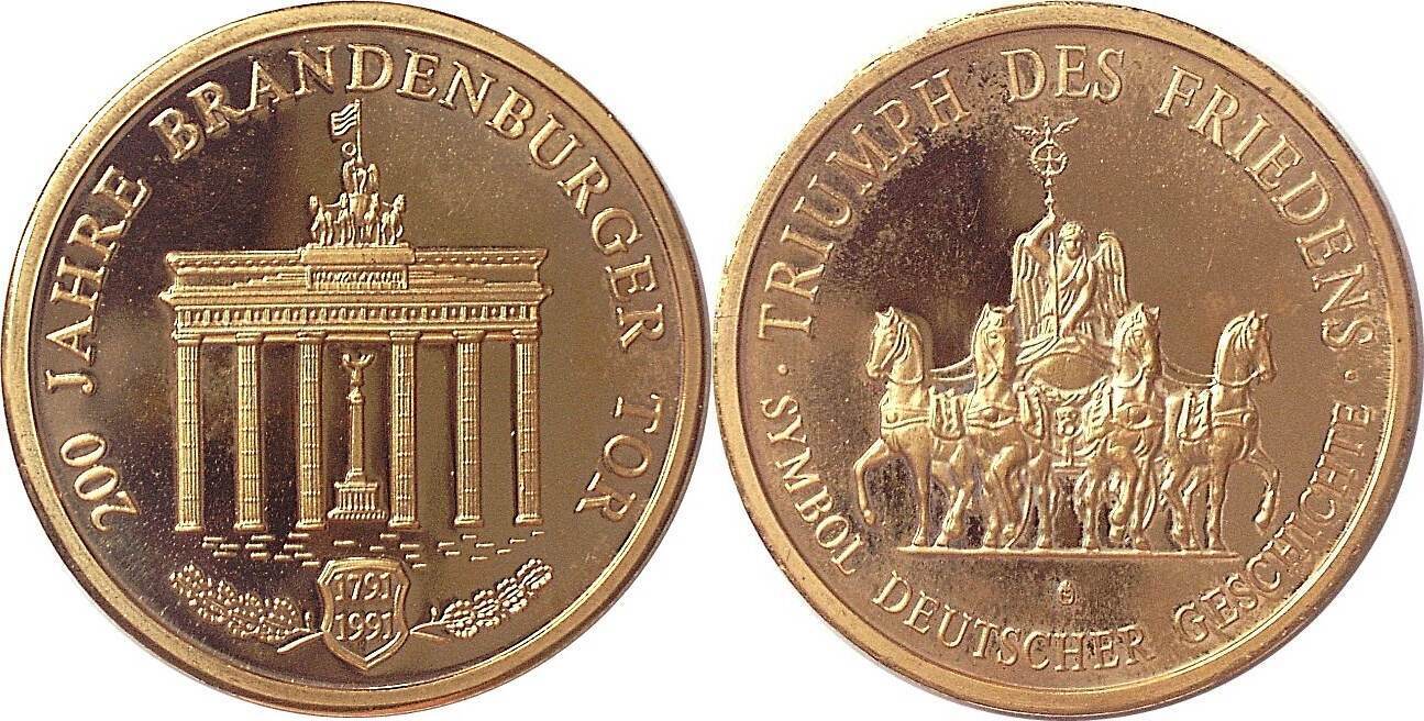 Deutschland, Germany, BRD 1991 Medaille - 200 Jahre Brandenburger Tor ...