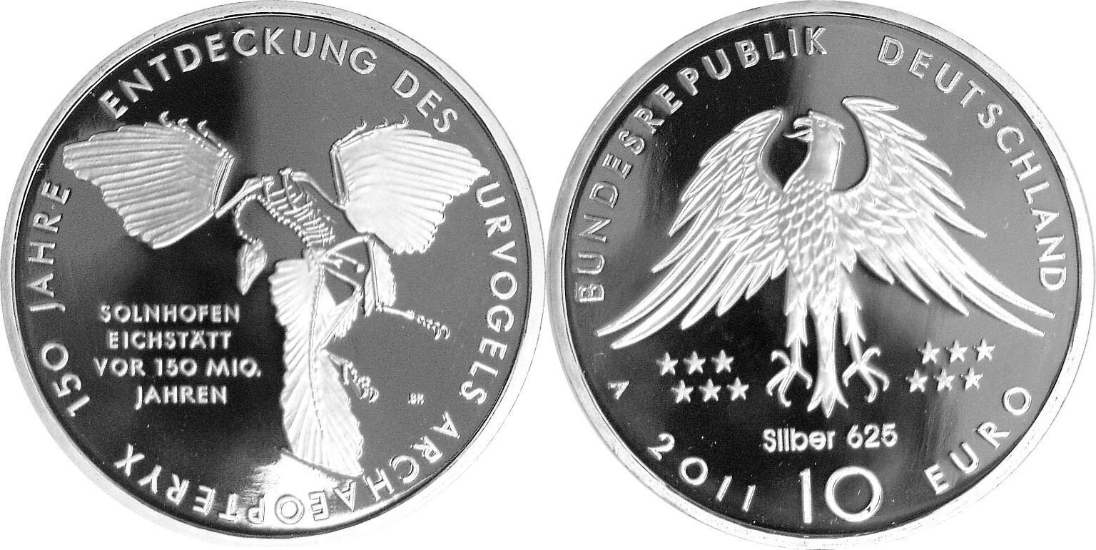 Deutschland 10 Euro 2011 (A) 150. Jahrestag der Entdeckung des Urvogels ...