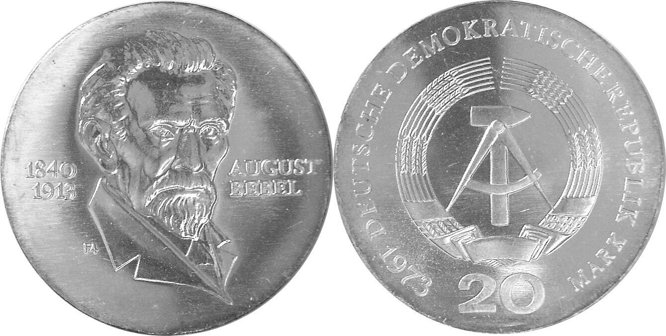 Deutsche Demokratische Republik, DDR 20 DDR Mark 1973 60. Todestag von ...