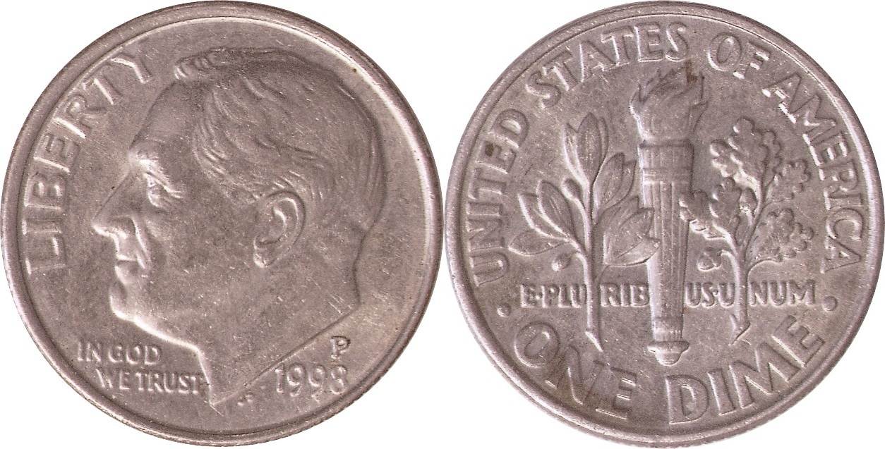 Amerika, Vereinigte Staaten, USA, United States 1 Dime 1998 (P ...