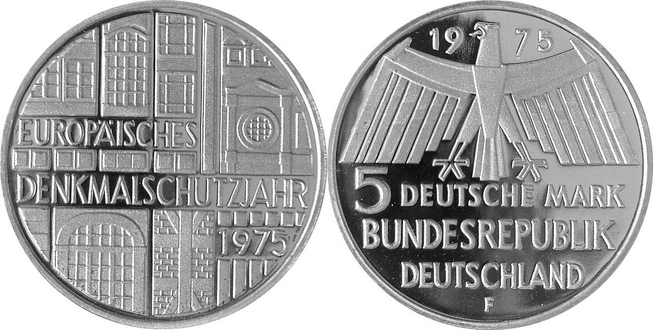 Deutschland, BRD, Germany 5 DM 1975 (F) Europäisches Denkmalschutzjahr ... Deutschland, BRD, Germany 5 DM 1975 (F) Europäisches Denkmalschutzjahr ...