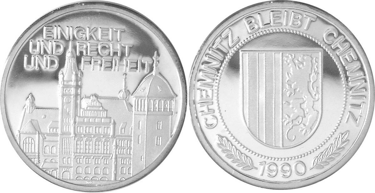 Deutschland, BRD, Germany 1990 Medaille - Chemnitz bleibt Chemnitz PP ... Deutschland, BRD, Germany 1990 Medaille - Chemnitz bleibt Chemnitz PP ...