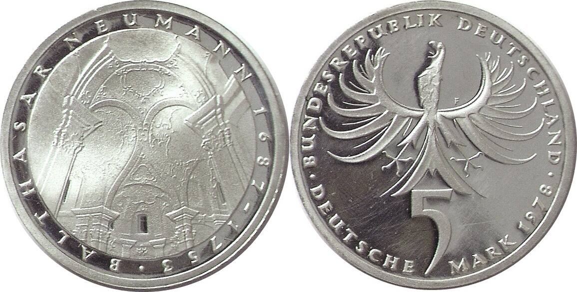 Deutschland 5 DM 1978 (F) 225. Todestag von Balthasar Neumann PP gekapselt, berieben | MA-Shops