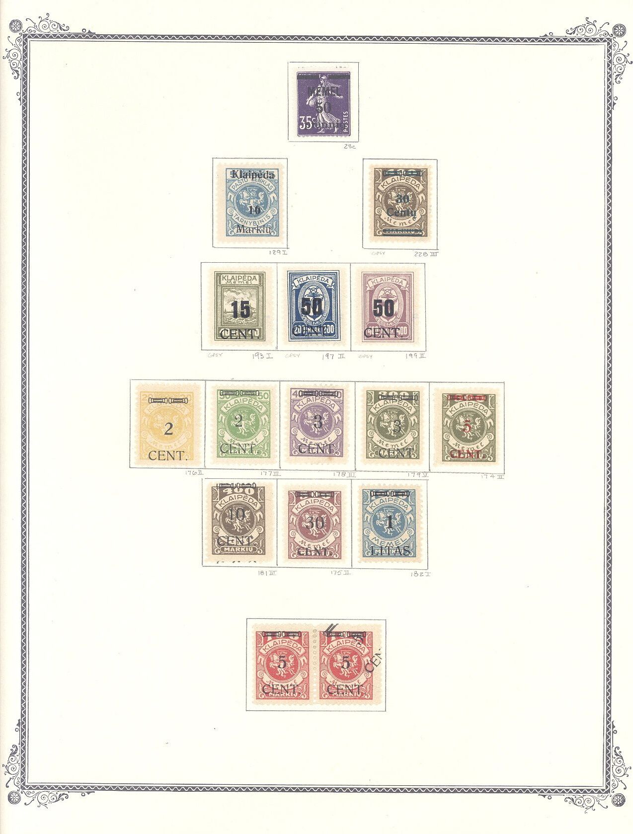 Deutschland vor 1945 Memel, interessantes ungebrauchtes Sammlungsblatt ...