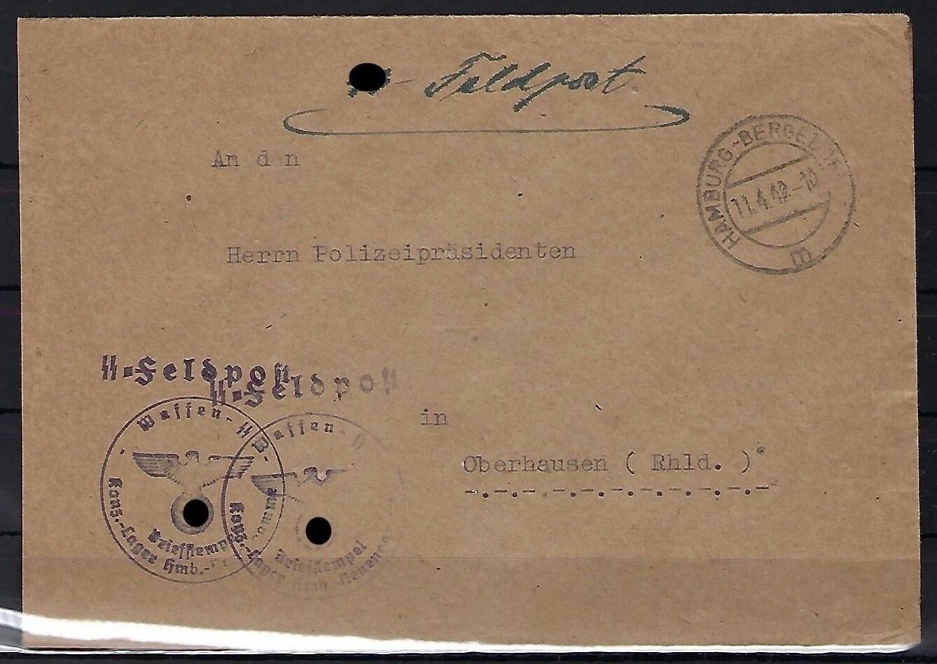 Deutschland vor 1945 SS-Totenkopf Feldpost aus dem KZ-Lager Neuengamme ...