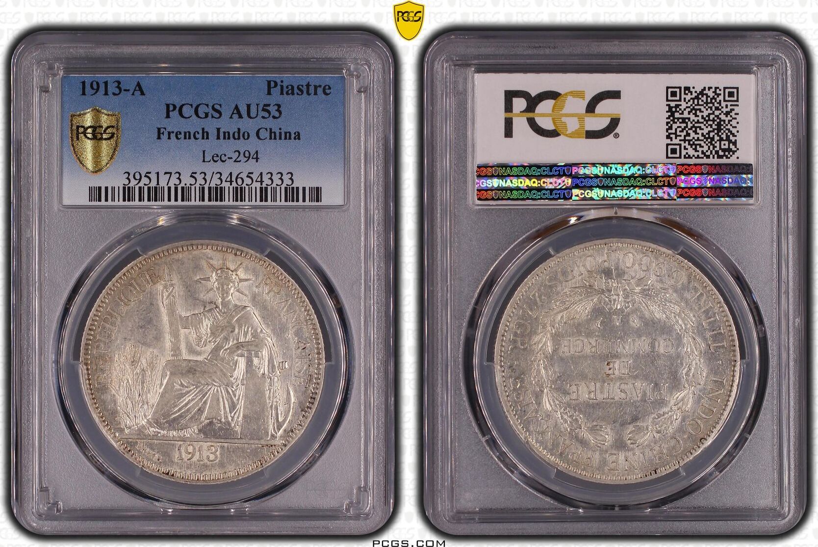French Indo China Piastre 1913 Lec-294 PCGS AU53 | MA-Shops