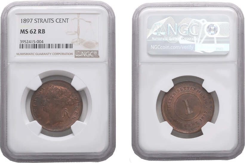CENT Straits Settlements Victoria 1897 NGC MS 62 RB | MA-Shops