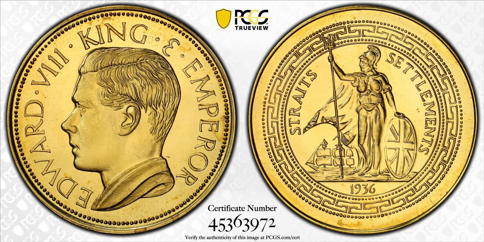 Straits Settlements 1984 1936 Medal FM67 Edward VIII PE Fantasy Var ...