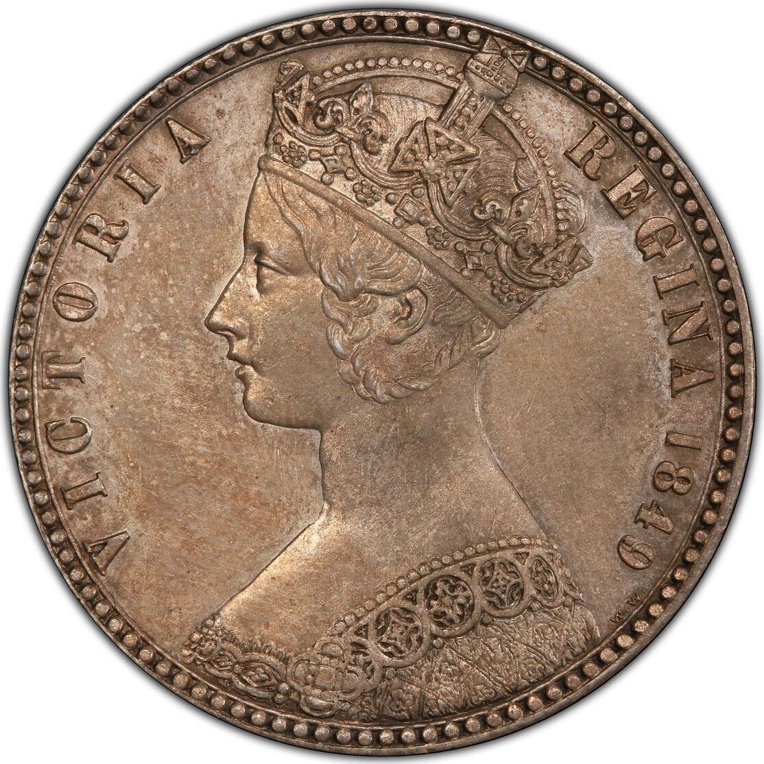 Great Britain Victoria Godless Florin 1849 PCGS AU58 | MA-Shops