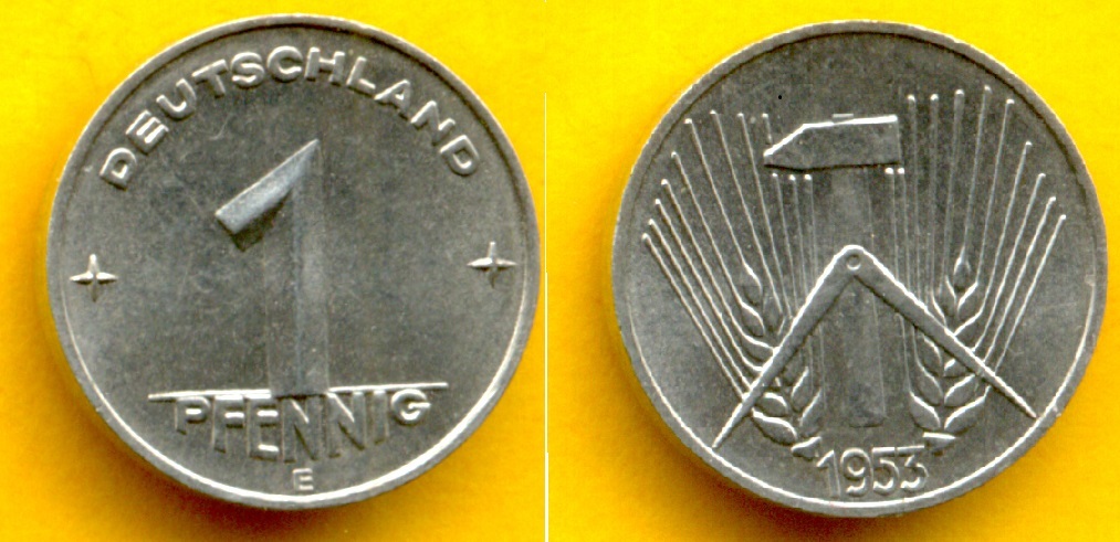 DDR 1 Pfennig 1953 E vz-st | MA-Shops