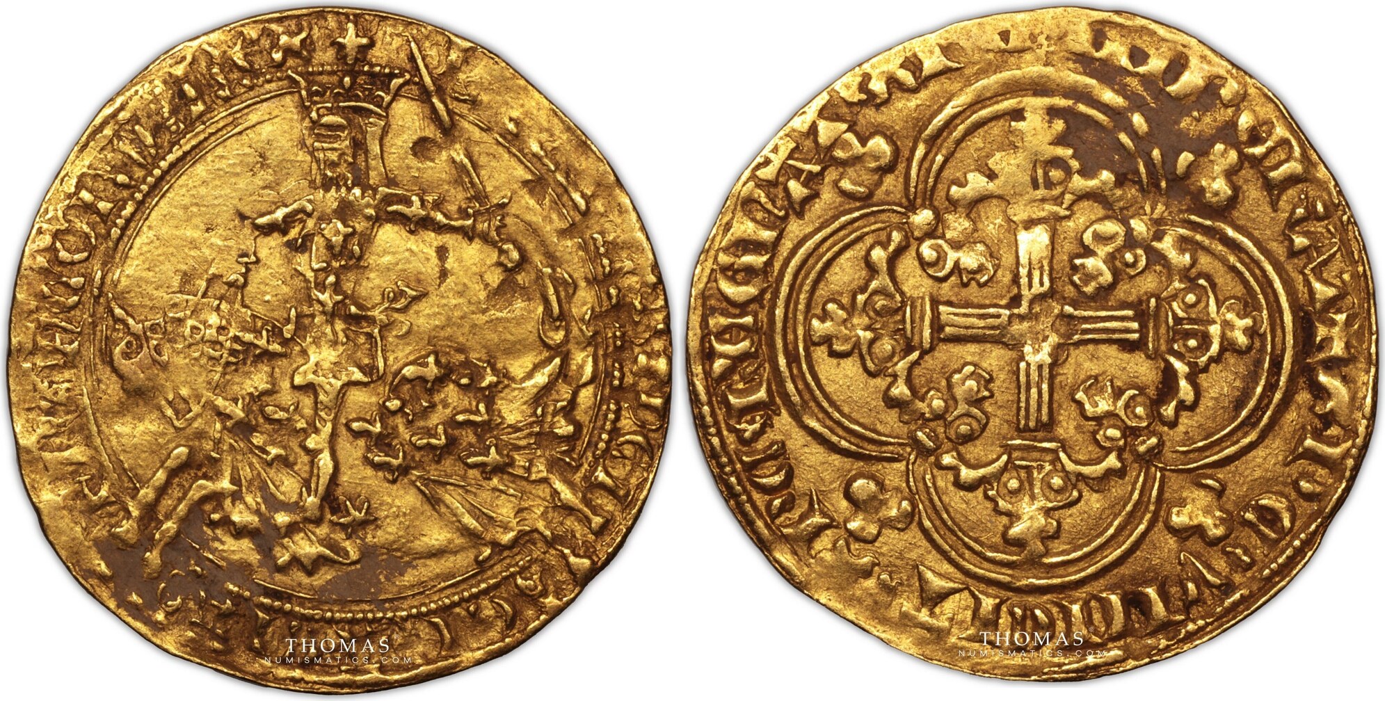 03/09/1364 Coin - France Charles V Gold Franc à cheval or - EF | MA-Shops