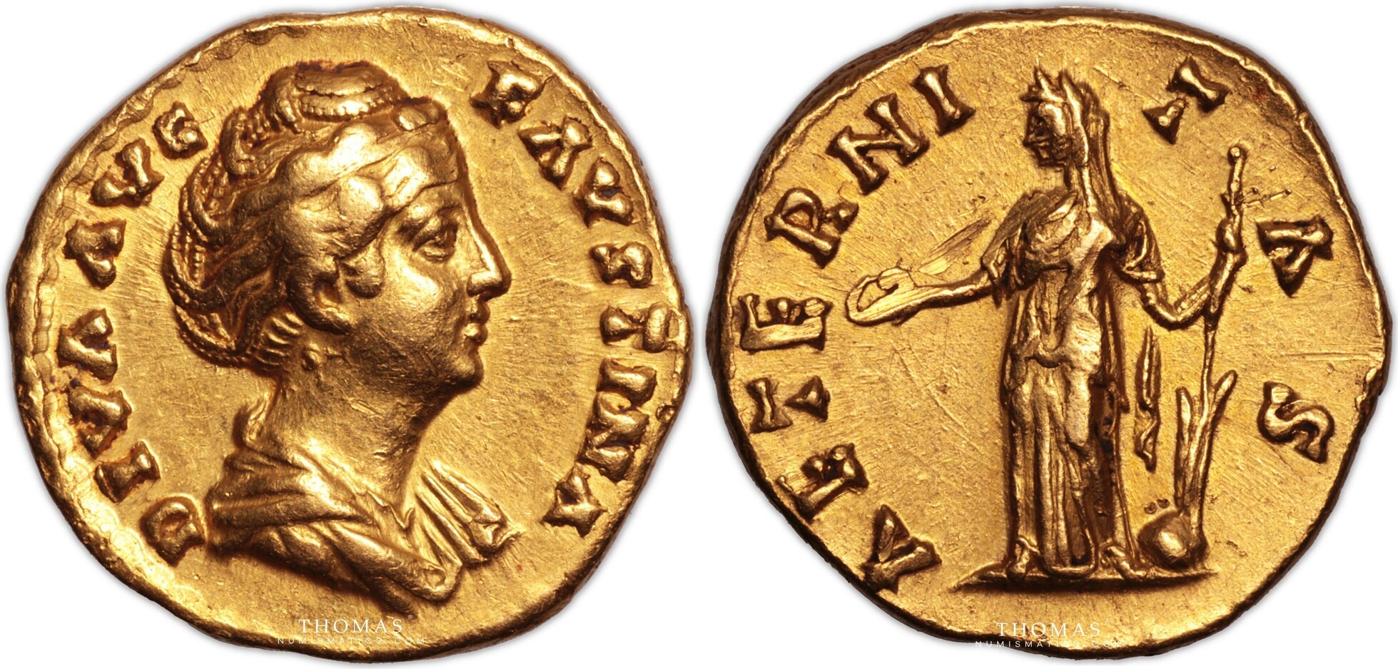 Romaine 141 après J.C. Roman Coin - Faustina Senior - Gold Aureus ...