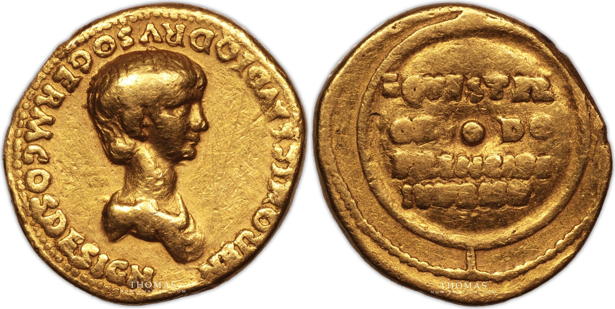 Romaine 50-54 après J.C. Roman Coin - Nero - Gold Aureus - Lugdunum ...