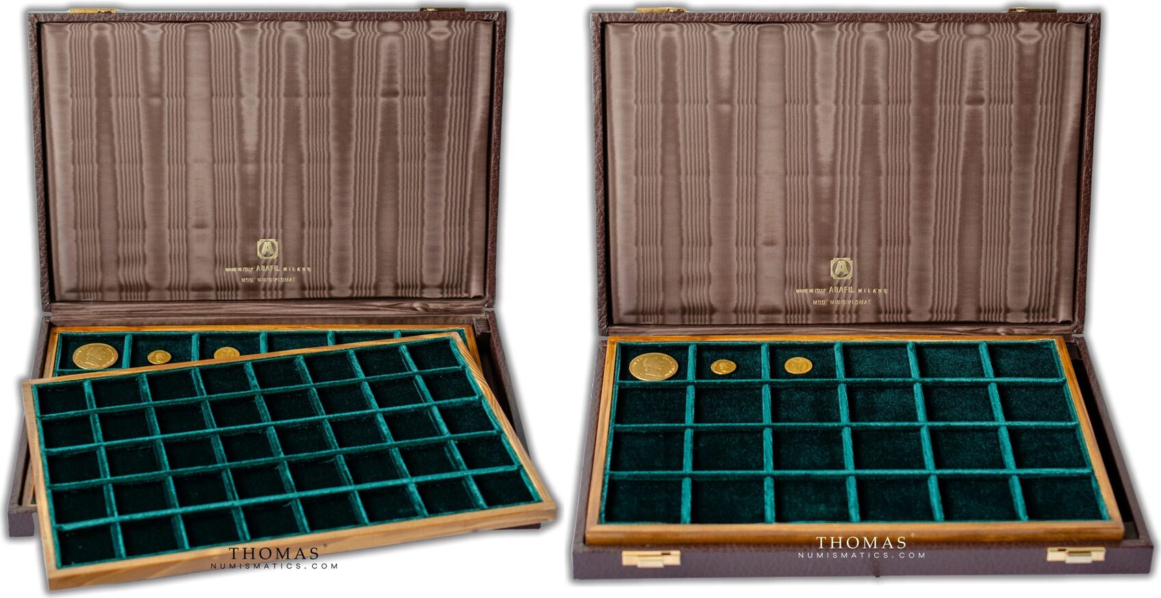 Médailler Numismatic supplies - Abafil box Brown Minidiplomat - Green ...